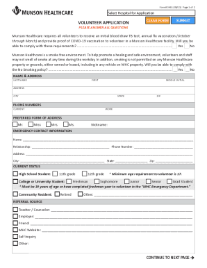 Fillable Online MHC VOLUNTEER STATEMENT OF UNDERSTANDING - ... Fax ...