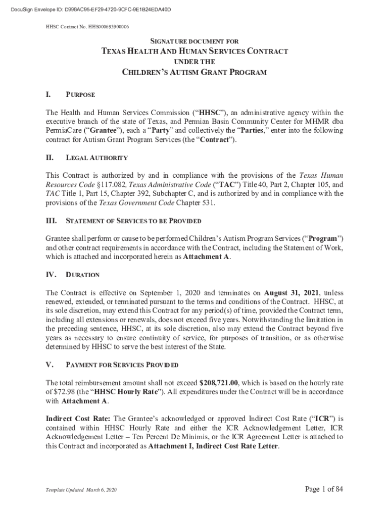 Fillable Online of 84 I. The Health and Human Services Commission (HHSC ...