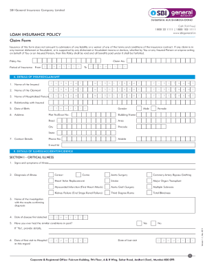 Fillable Online Loan Insurance Claim Form Fax Email Print - pdfFiller
