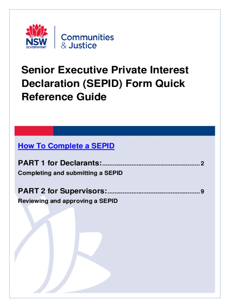 Fillable Online Senior Executive Private Interest Declaration (SEPID ...