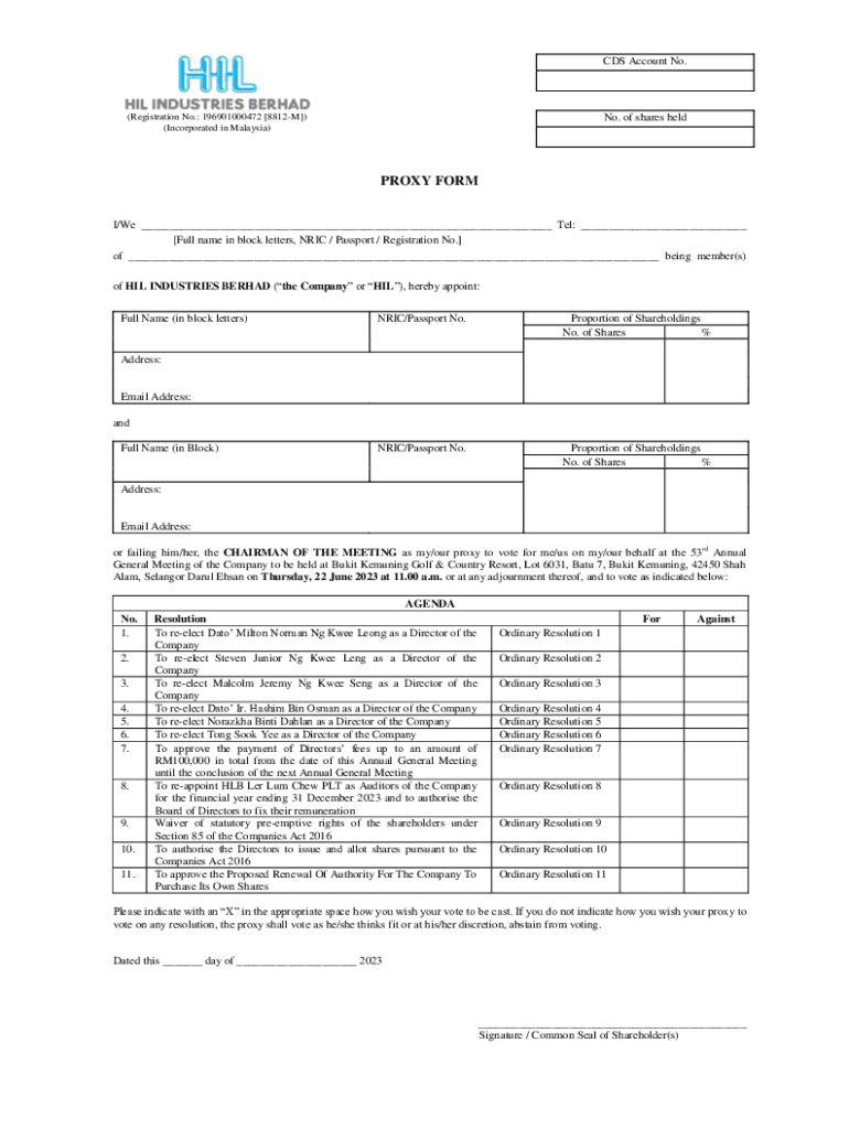 Fillable Online TAG proxy Form Fax Email Print - pdfFiller