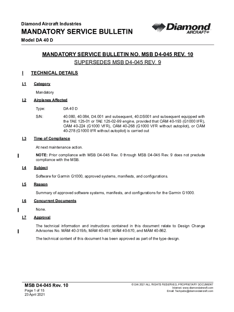 Fillable Online Propellor blade defect, Diamond Aircraft Industries DA ...
