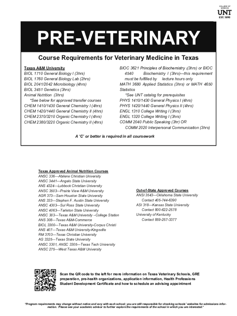 Fillable Online Animal Science Pre-Veterinary Medicine option (BS) Fax ...