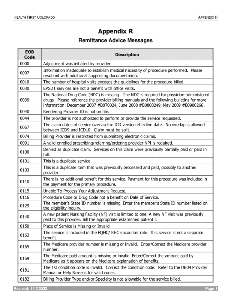 Fillable Online An Overview of the Remittance Advice - ForwardHealth ...