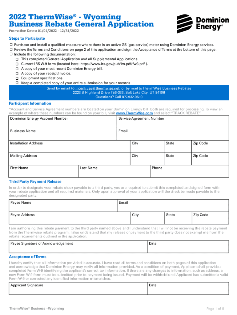 Fillable Online Thermwise residential rebates Fax Email Print - pdfFiller