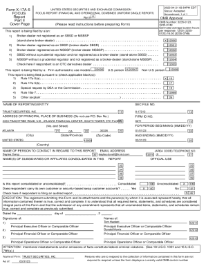 Fillable Online FORM X-17A-5 PART II (FOCUS Report) Fax Email Print ...