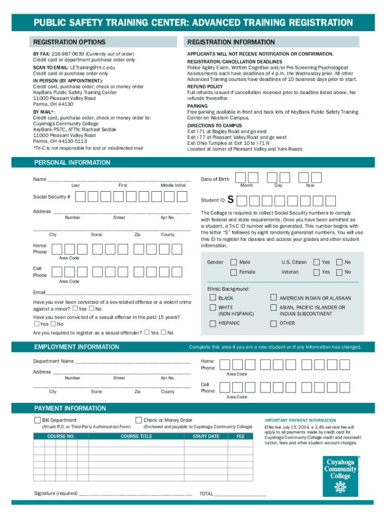 Fillable Online Public Safety Advanced Training Advanced Emergency ...