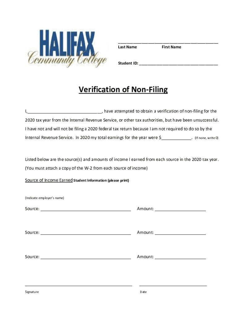 Fillable Online How to Request/Send the IRS Verification of Non-filing ...