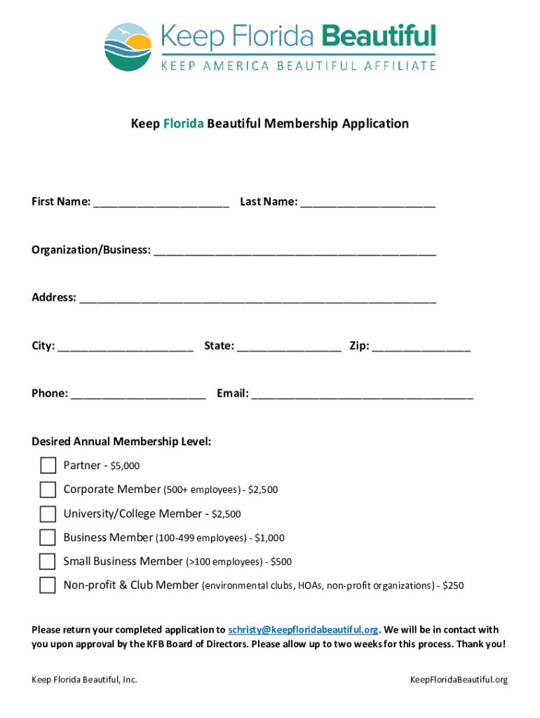 Fillable Online Keep Florida BeautifulLitter Prevention, Recycling ...