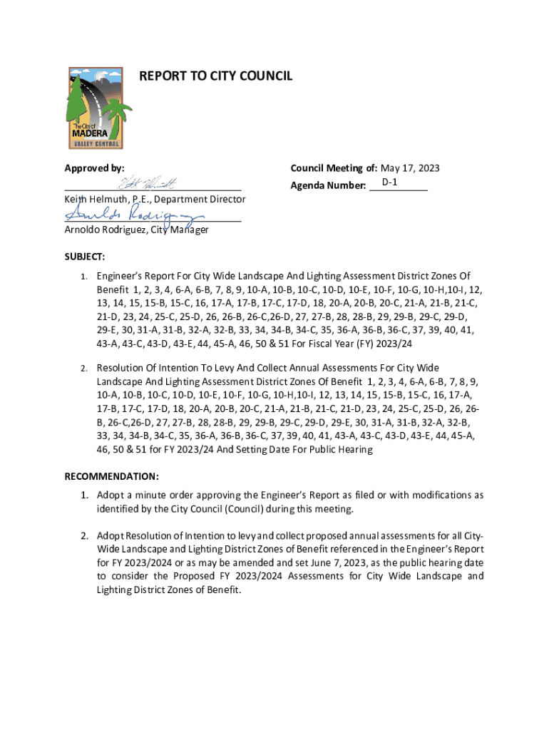 Fillable Online Engineers Report For City Wide Landscape And Lighting ...