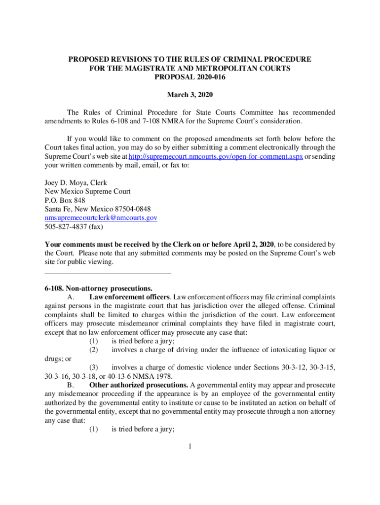 Fillable Online Proposal 2020-016 - Non-attorney prosecutions in ...