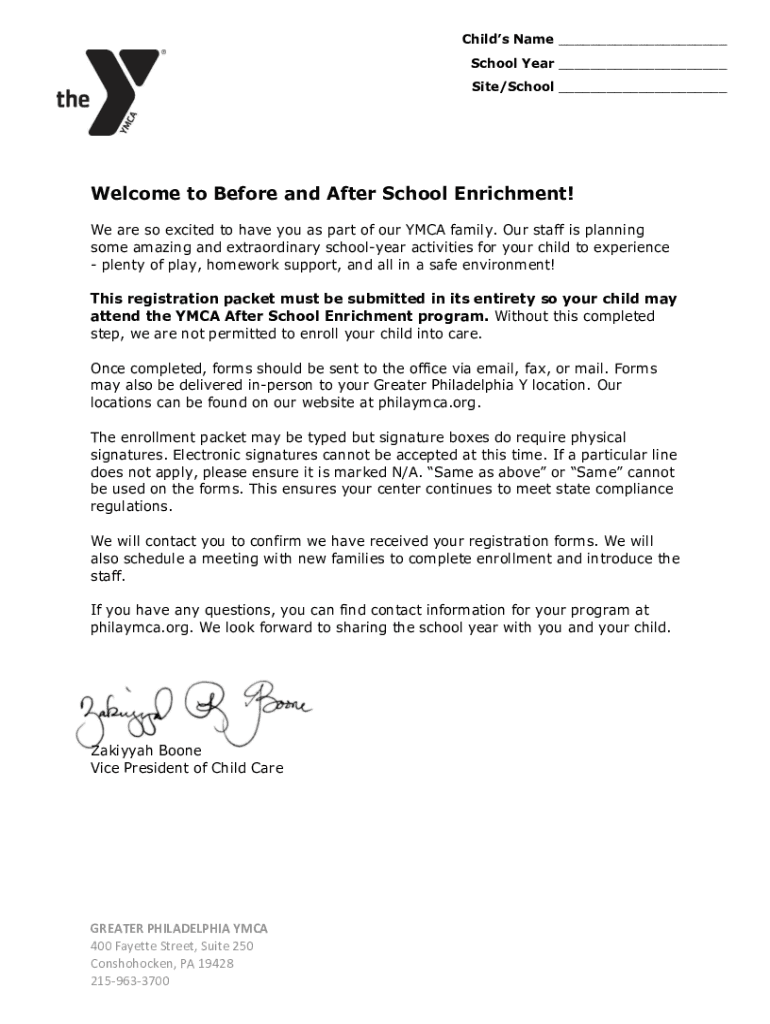 Fillable Online the Bear-Glasgow Family YMCA Before and After ... Fax Email Print - pdfFiller