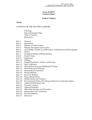 Fillable Online 43-101 Standards of Disclosure for Mineral Projects NI ...