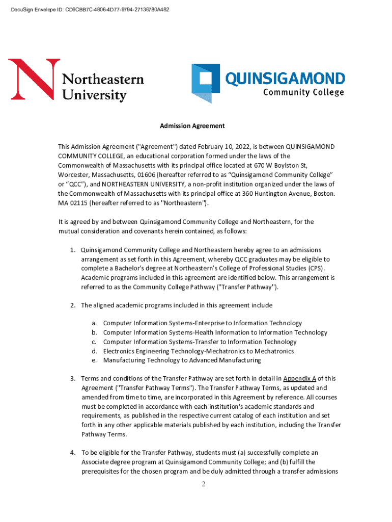 Fillable Online or QCC), and NORTHEASTERN UNIVERSITY, a non-profit institution organized under ...