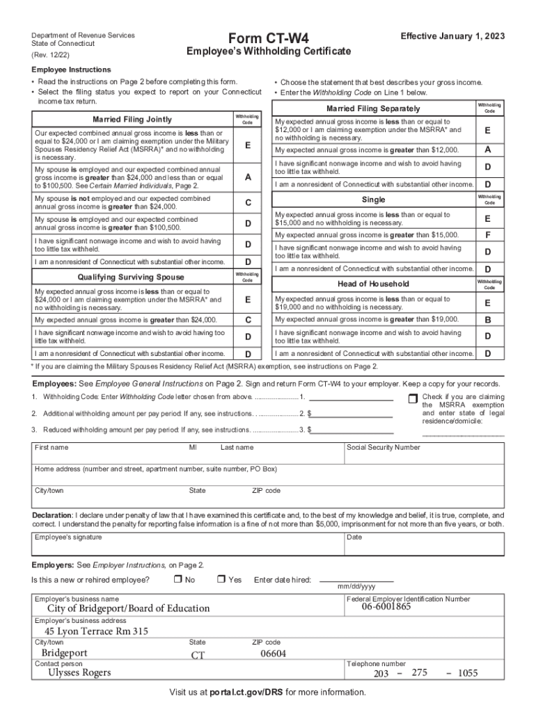 Fillable Online Employer Payroll Withholding - Department of Revenue ...