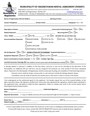 Fillable Online Municipality of Magnetawan Rental Agreement (Permit) Fax Email Print - pdfFiller