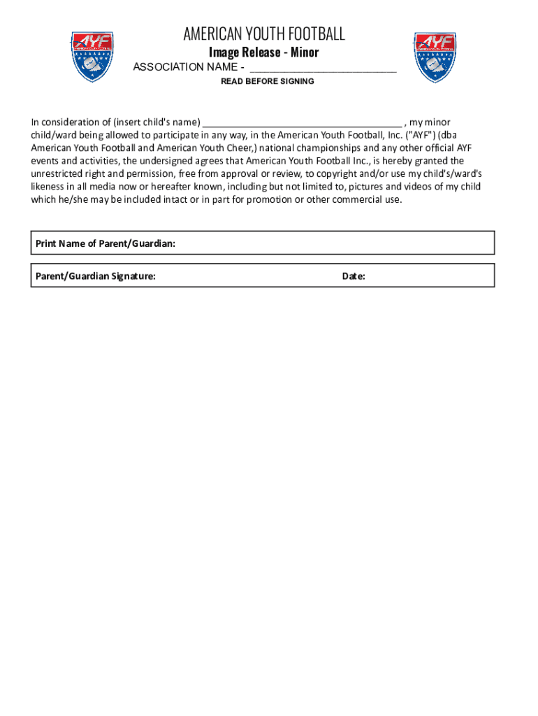 Fillable Online In consideration of (insert child's name) , my minor ...