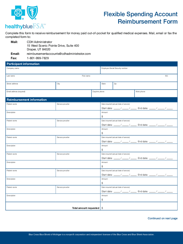Fillable Online fsa / hcra reimbursement request form Fax Email Print ...