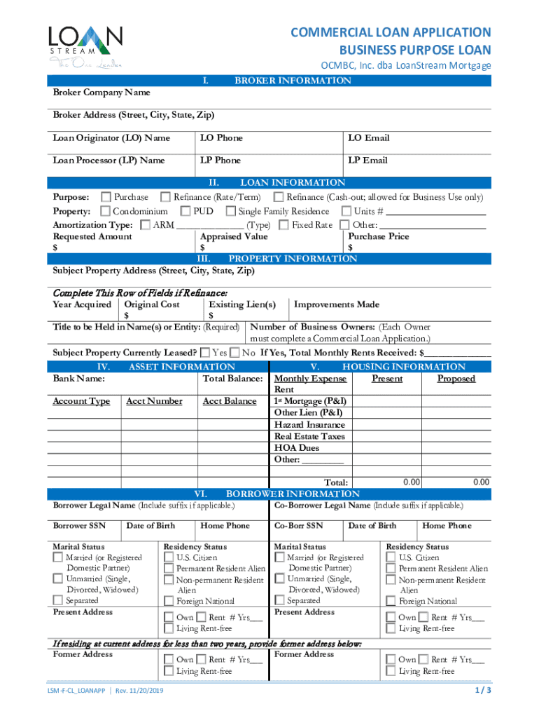 Fillable Online commercial loan application business purpose loan Fax ...