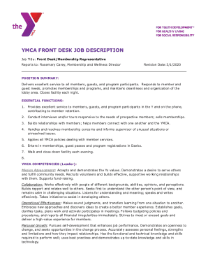 Fillable Online ymca front desk job description Fax Email Print - pdfFiller