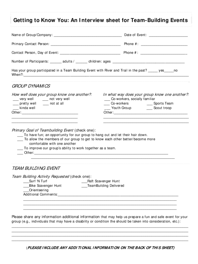 Fillable Online 5 Group Interview Activities (With Question Ideas and ...