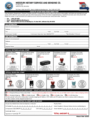 Fillable Online MISSOURI NOTARY SERVICE AND BONDING CO. Fax Email Print ...