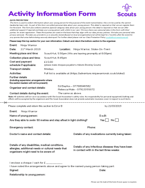 Fillable Online Activity-Information-Form-January-2019 Fax Email Print - pdfFiller