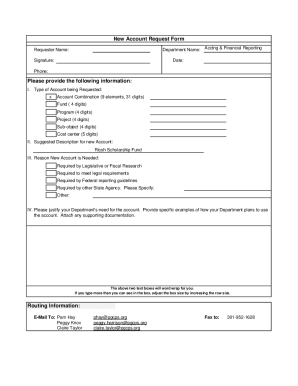 Fillable Online NEW BANK ACCOUNT REQUEST FORM Fax Email Print - pdfFiller
