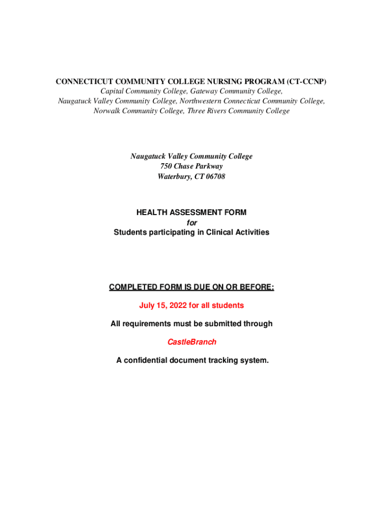 Fillable Online HEALTH ASSESSMENT FORM Fax Email Print - pdfFiller
