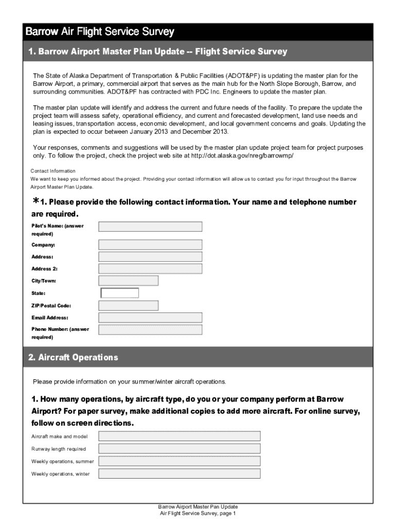 Fillable Online dot alaska Airline passenger satisfaction questionnaire ...