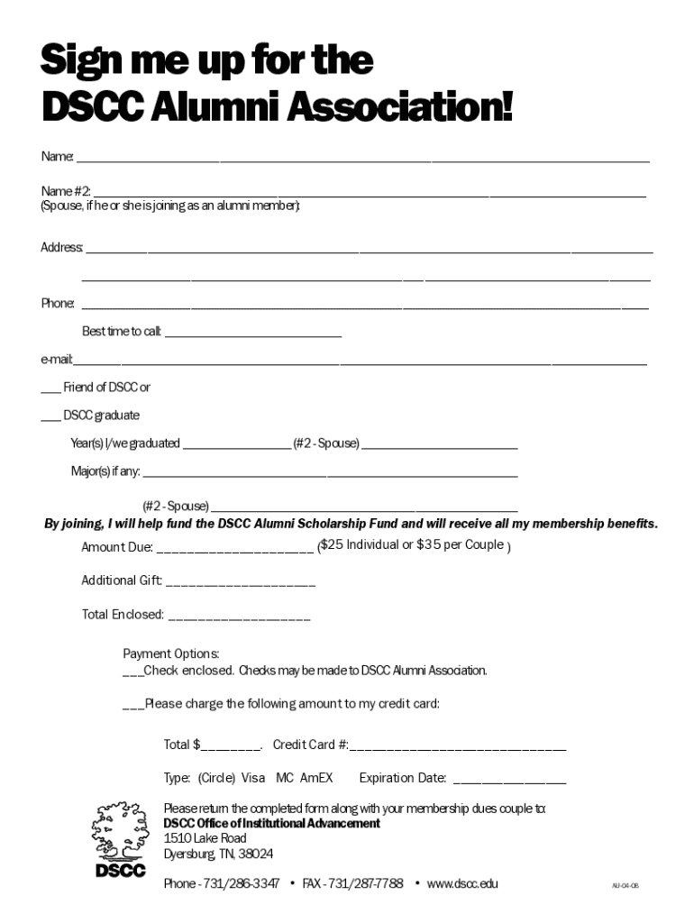 Fillable Online Alumni Association Sign Up Sheet Fax Email Print - pdfFiller