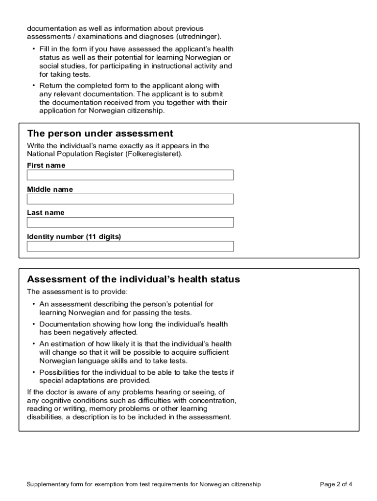 Fillable Online Supplementary form for Application for exemption from ...