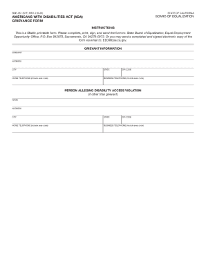 Fillable Online American with Disabilities Act (ADA) Grievance Form ...