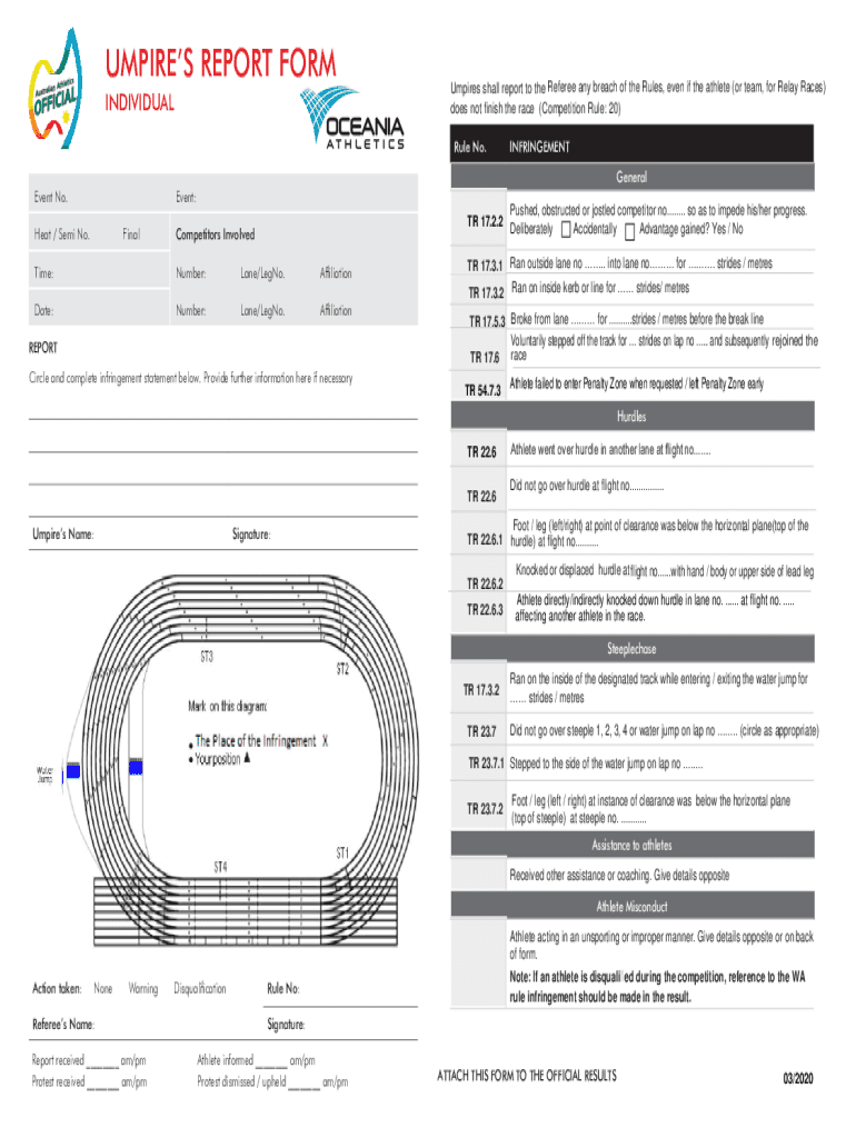 Fillable Online usatf officials best practices - umpiringgeneral info ...