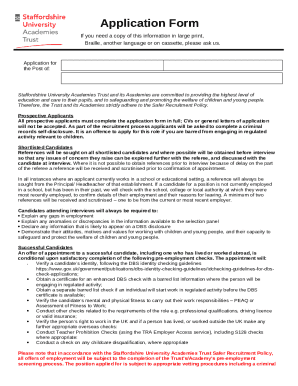 Application - Staffordshire University Academies Trust Doc Template ...
