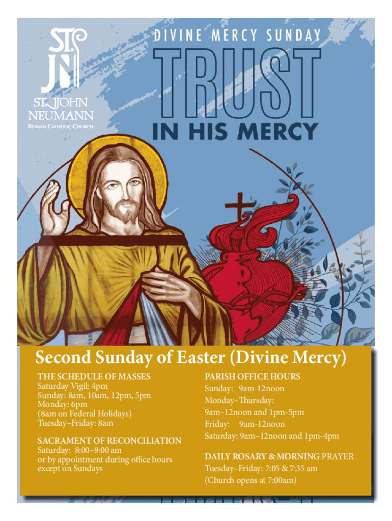 Fillable Online Second Sunday of Easter (Divine Mercy Sunday), 10 AM ...