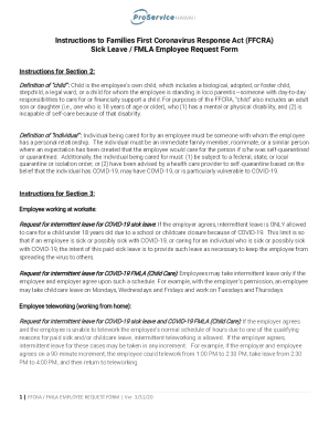 Fillable Online FFCRA Sick Leave / FMLA Employee Request Form Fax Email ...