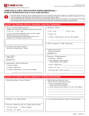 Fillable Online cimb pick & pack application form (individual) Fax ...