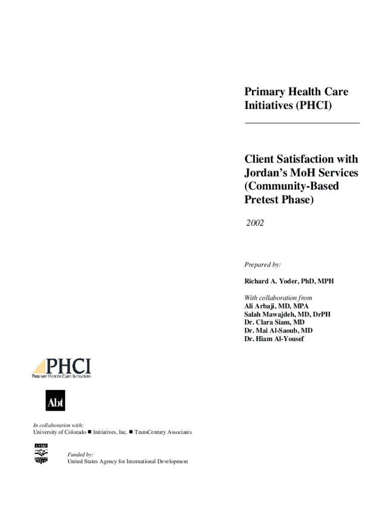 Fillable Online pdf usaid Primary Health Care Initiatives (PHCI) Client ...
