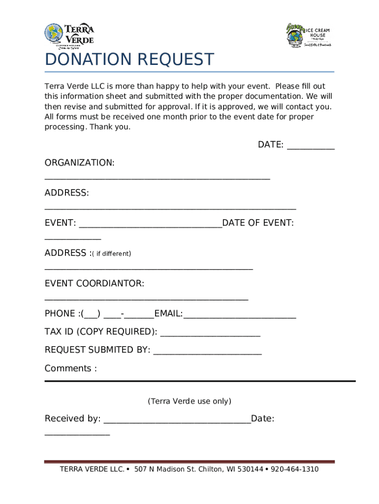 Terra Verde CoffeeDonation Request Doc Template | pdfFiller
