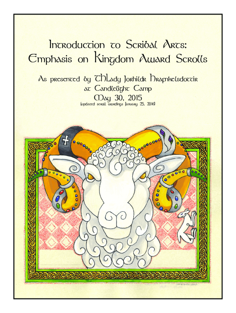 Fillable Online Introduction to Scribal Arts: Emphasis on Kingdom Award ...