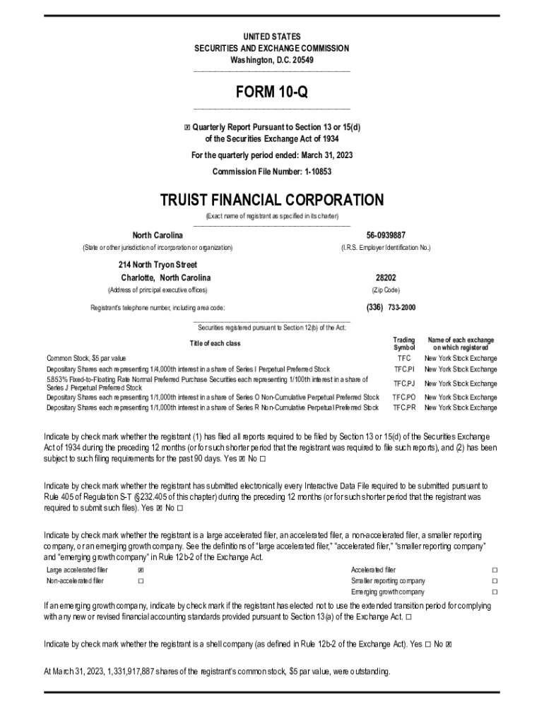 Fillable Online TFC 1Q23 Form 10-Q. TFC 1Q23 Form 10-Q Fax Email Print - pdfFiller