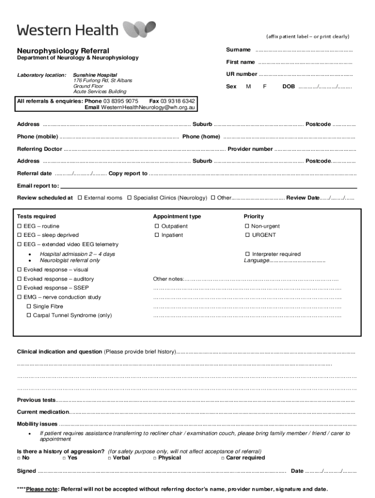Fillable Online Neurophysiology-EEG-EMG-Referral-Form.pdf Fax Email ...