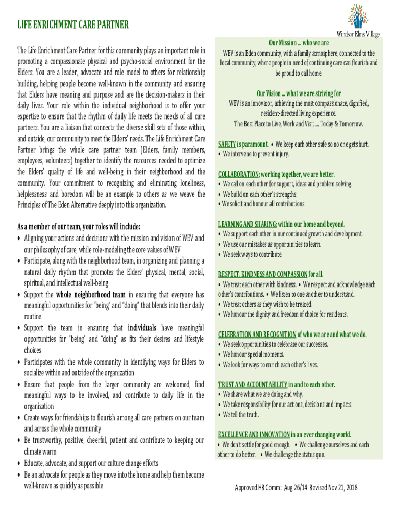 Fillable Online The Importance of Life Enrichment Programs at a Senior ...