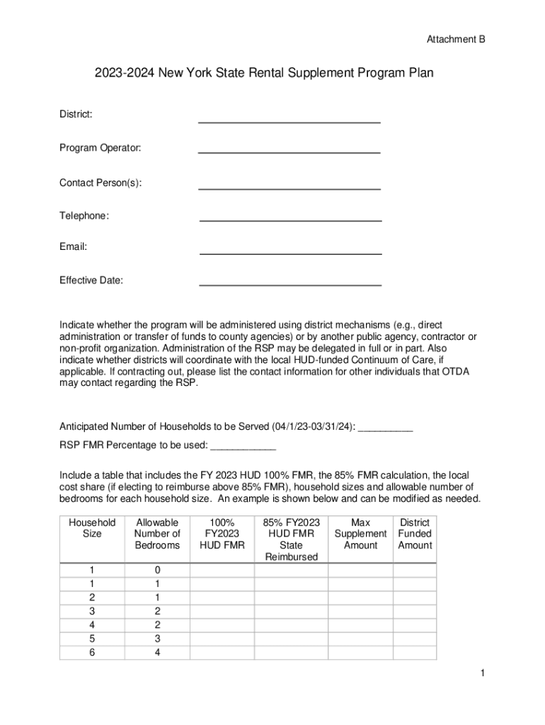 Fillable Online otda ny 23-LCM-07 - Attachment B2023-2024 Rental ...