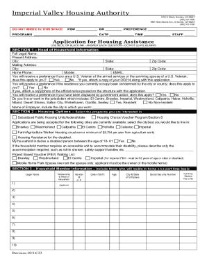 Fillable Online Application for Housing Assistance - Valley Apartments ...
