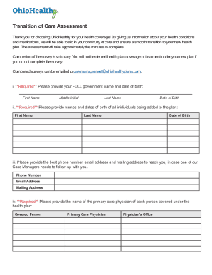 Fillable Online OhioHealthy Transition of Care Form. OhioHealthy ...
