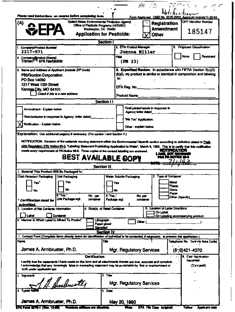 Fillable Online U.S. EPA, Pesticide Product Label, TRIMEC 878 HERBICIDE ...