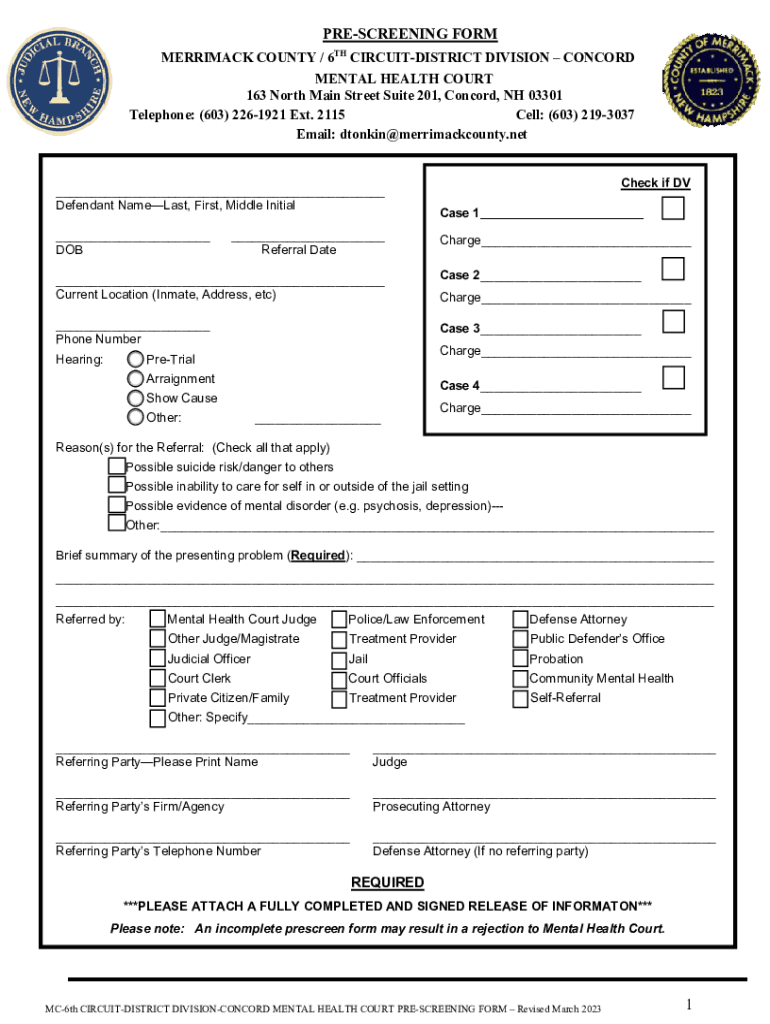 Fillable Online Pre-Screening Form Fax Email Print - pdfFiller