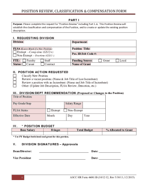 Fillable Online POSITION REVIEW FORM Fax Email Print - pdfFiller